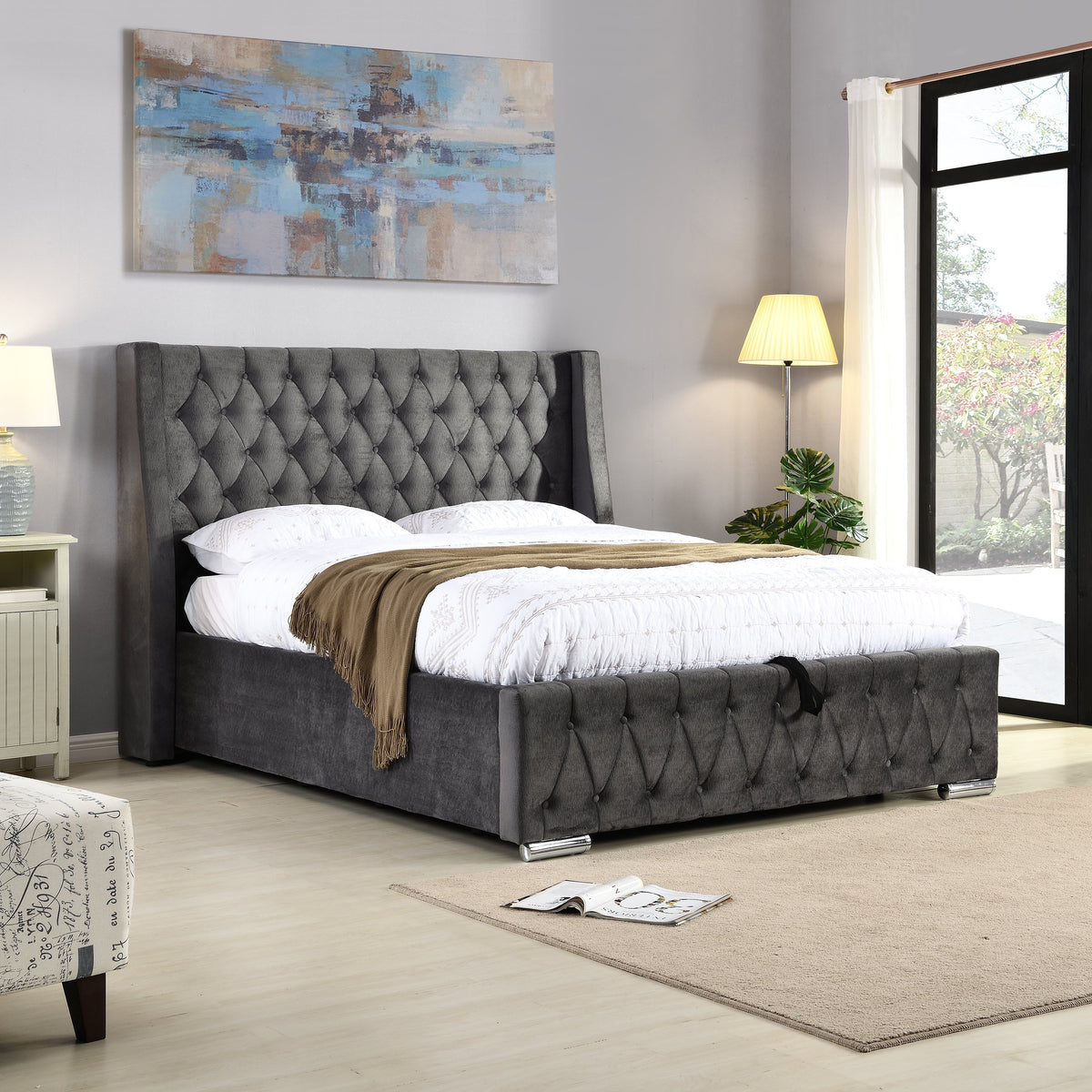 Gas lift velvet bed store